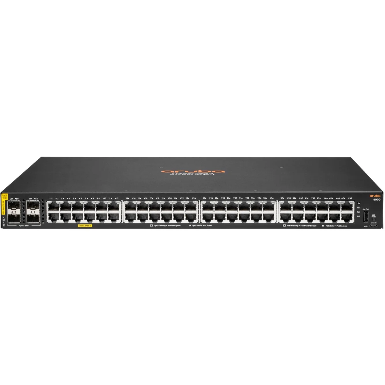 HP Enterprise 48+4p aruba 6000 48g 4 sfp poe+ (370w) switch m rm ...