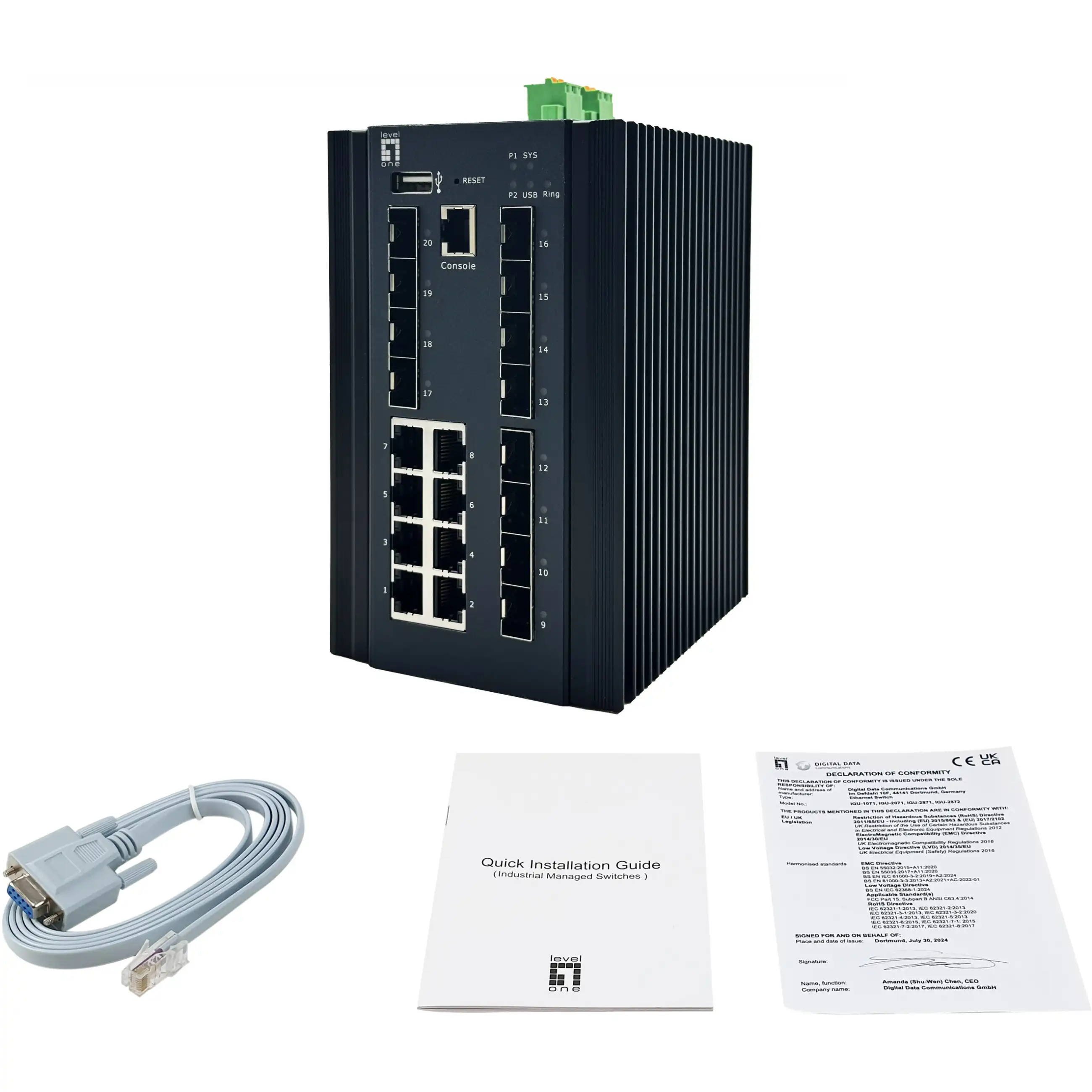Level One Switch 20x GE IGU-2072 8x 1GbE.8x 2.5GbE SFP sw | Netzwerk ...